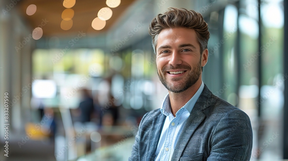 Male professional portrait in business casual attire against a modern ...