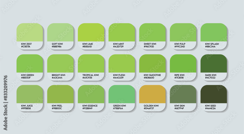 Kiwi Green Color Guide Palette with Color Names. Catalog Samples are ...