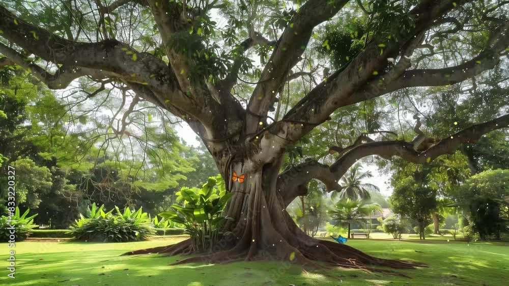 huge tree at a botanical garden. nature background concept. seamless ...