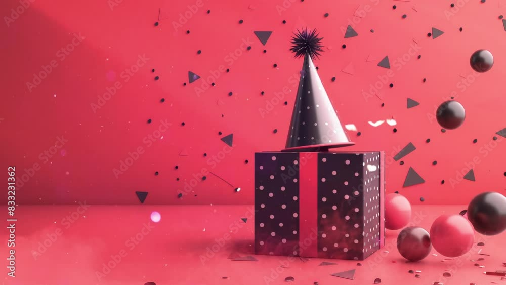 happy birthday background with illustration of gift box and cap ...