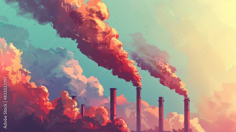 Smokestacks emitting pollutants into the atmosphere, contributing to ...