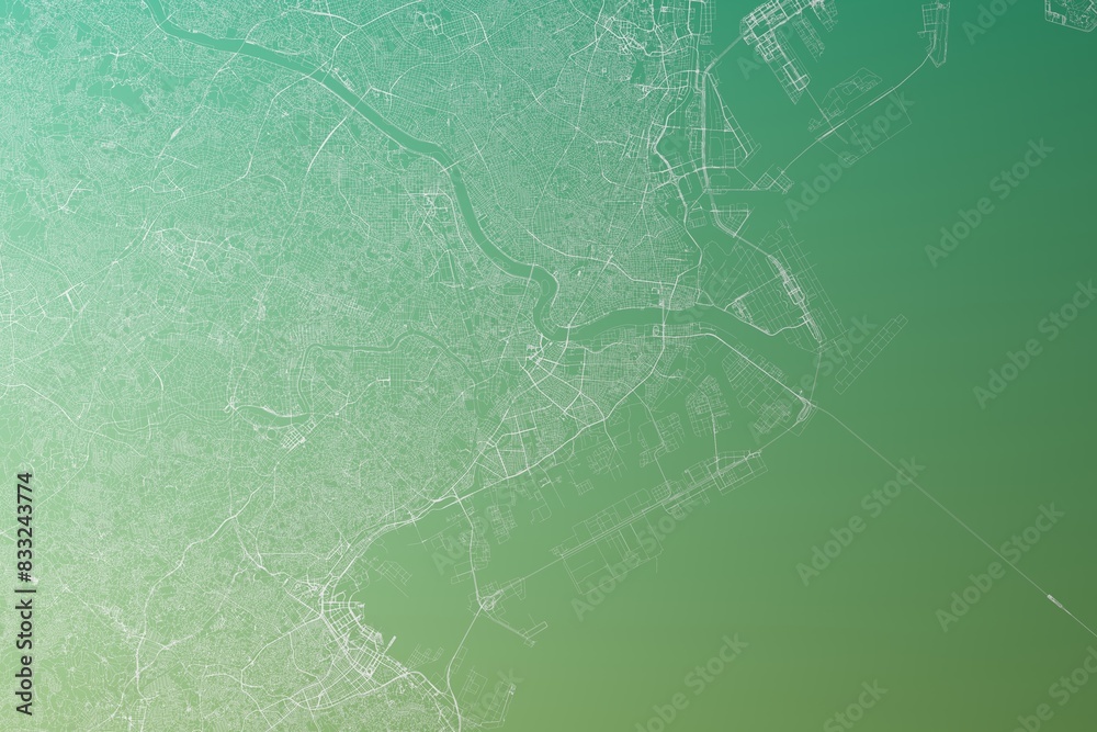 Map of the streets of Kawasaki (Japan) made with white lines on ...