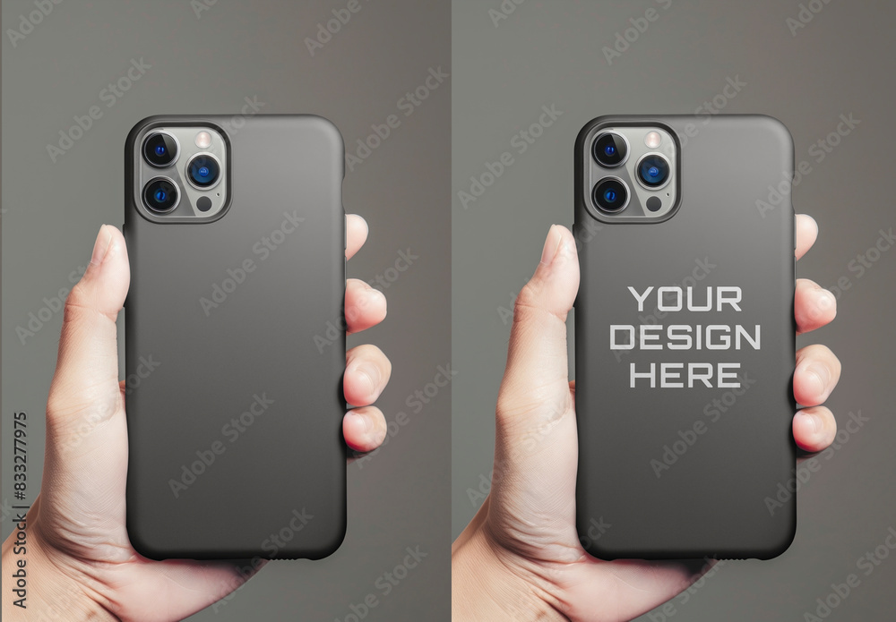 Hand Holding Phone Mockup With Generated AI Stock Template | Adobe Stock