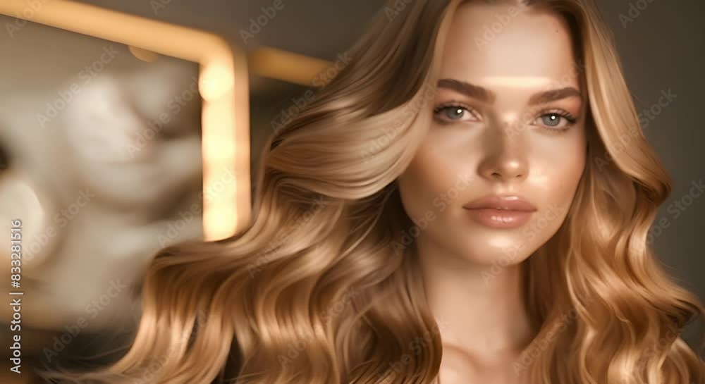 Stylish Model with Long, Shiny, Wavy Hair Enhanced with Coloring and ...