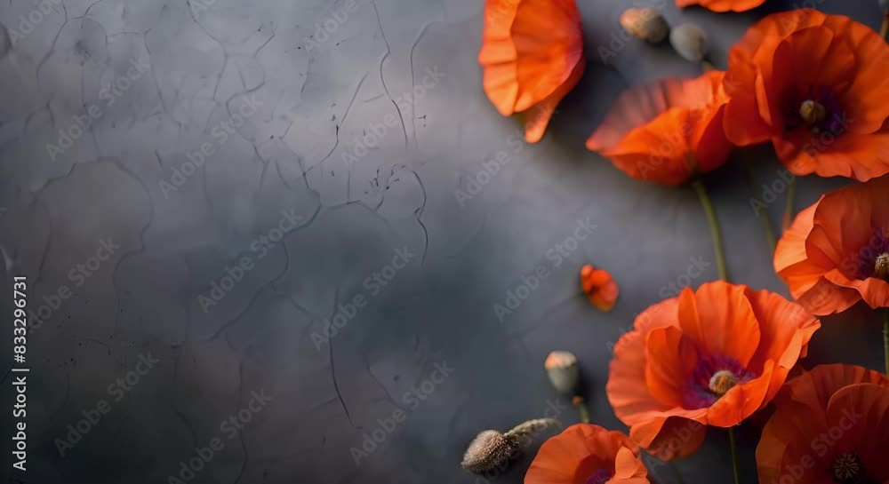 Anzac Day tribute: Digital design with poppies on a black background ...