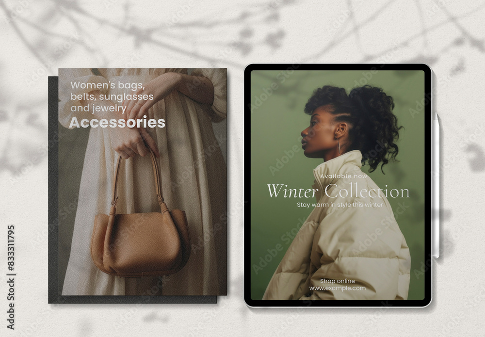 Minimal Tablet And Poster Mockup With Generated AI Stock Template ...