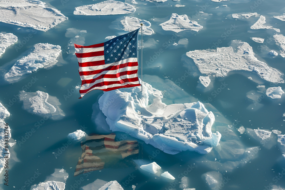 Memorial Day cold scene with an American flag in praying soldier shape ...