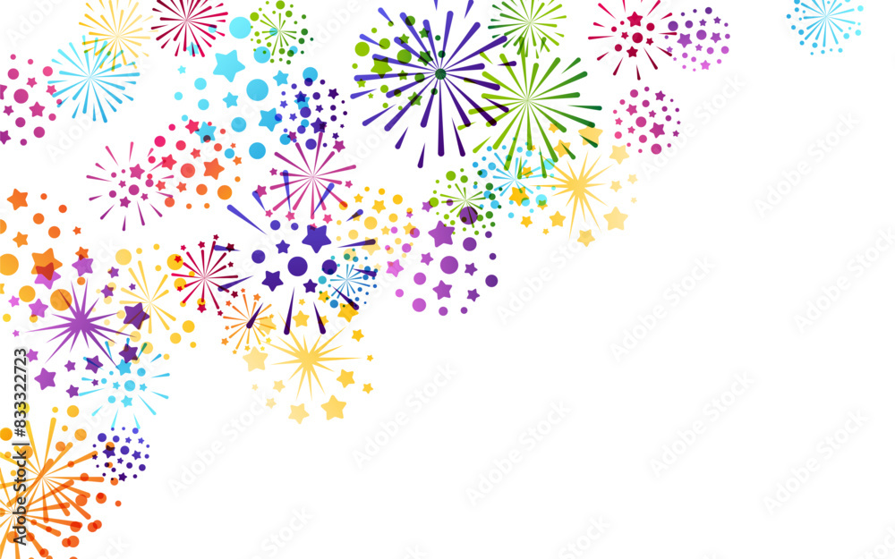 Fireworks corner border. Design element from explosion flashes ...