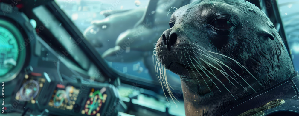 Amazing closeup charismatic of a sea lion in a sailors uniform ...