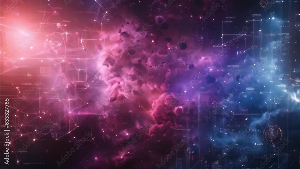 Educational spacethemed background with mathematical and physical ...