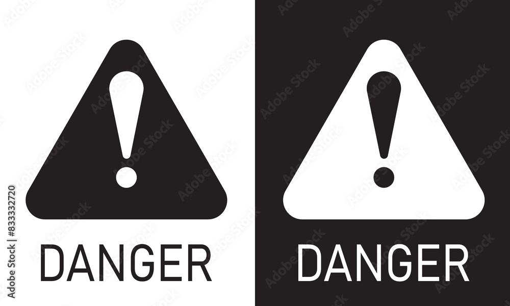 Warning Sign, Danger icon, vector. Exclamation marks, icon, caution ...