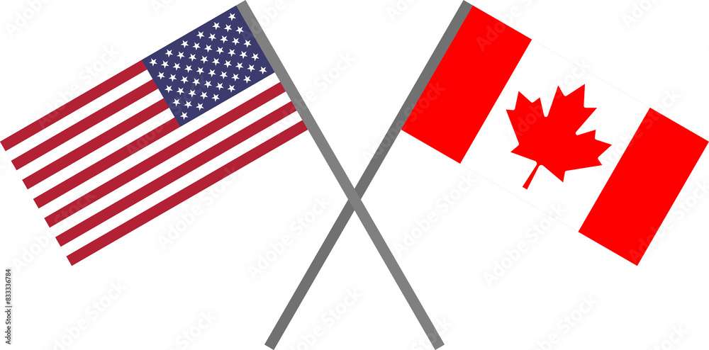 American flag and the Canadian flag crossing each other clipart ...