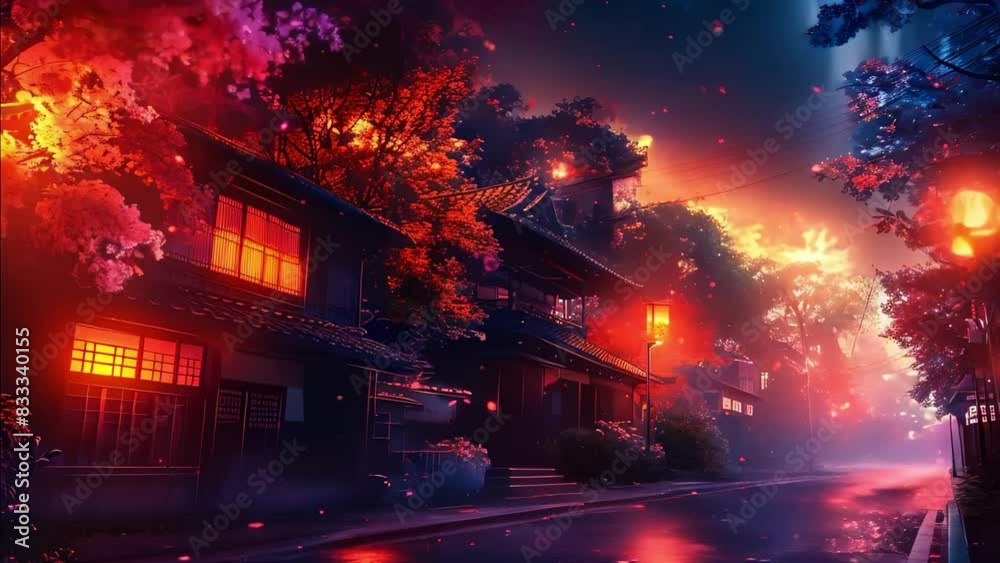 Vídeo do Stock: Virtual background with cozy Japanese anime lofi vibes ...