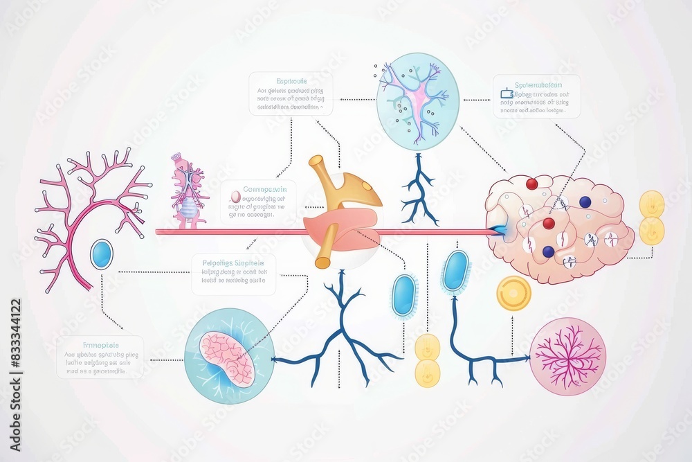 Medical diagram showing the process of insulin regulation and glucose ...