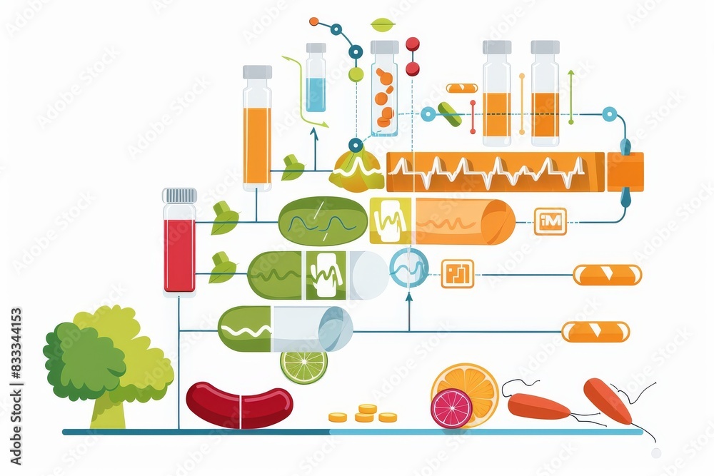 Medical diagram showing the process of insulin regulation and glucose ...