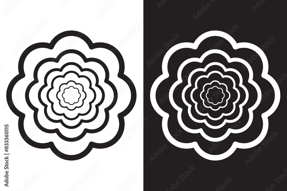 Flower silhouette with stroke line. Illustration of a flower. Doodle ...