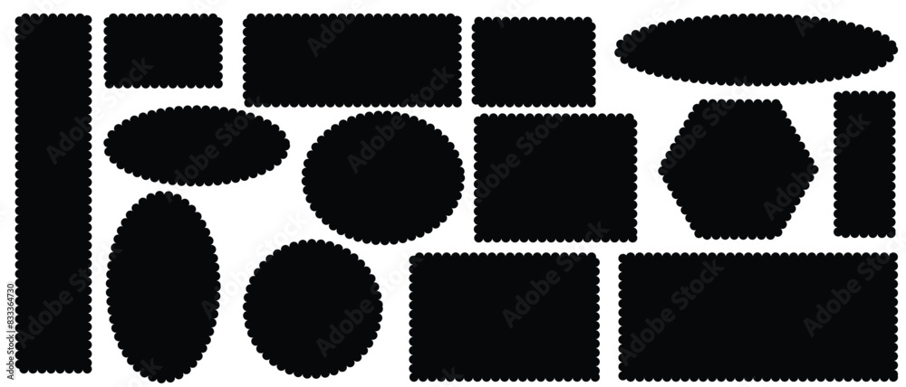 Scallop edge border and frame. Square circle and rectangle shape ...