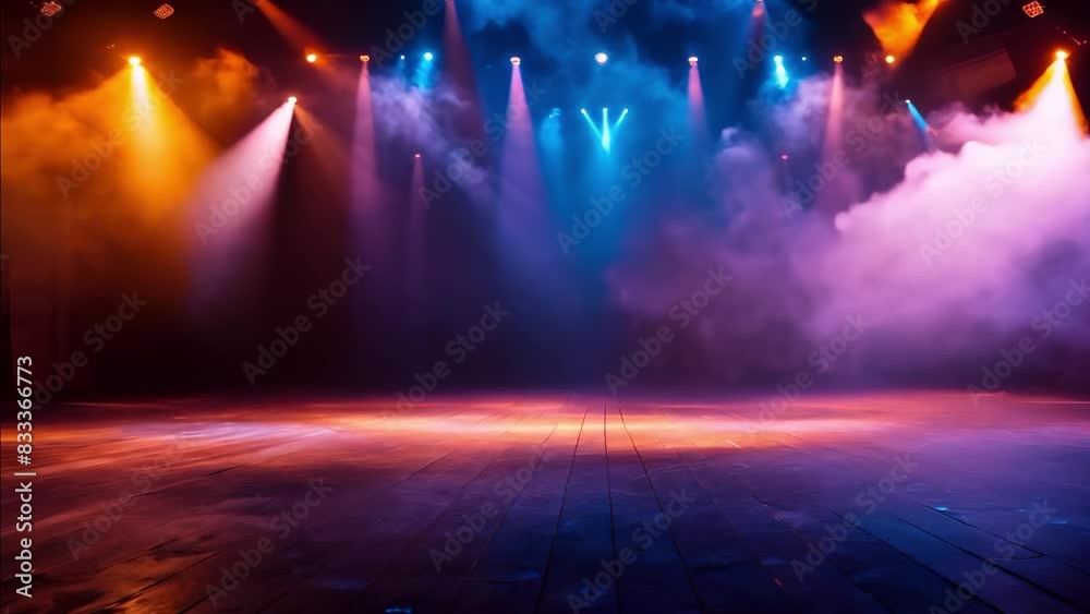 Stage set-up for an opera performance: dark stage with spotlights and ...