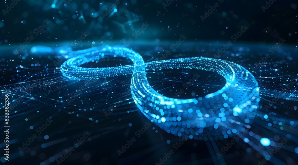 A digital art representation of an infinite symbol made from glowing ...
