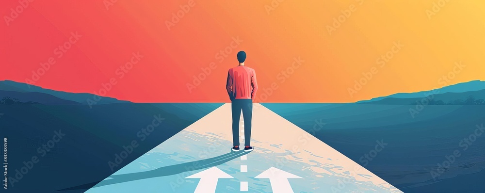 Decision Making An icon of a figure at a crossroads with directional ...