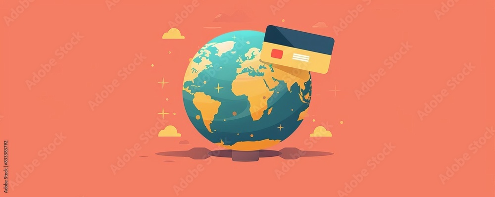 International Payment Processing An icon of a credit card and globe ...