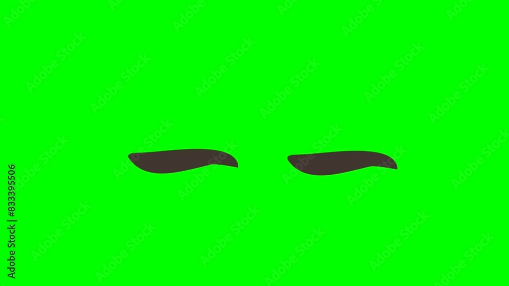 Cartoon simple blinking looking eyes on green screen insert, chroma key ...