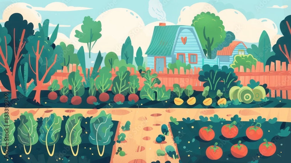 cartoon vegetable garden. Stock Illustration | Adobe Stock