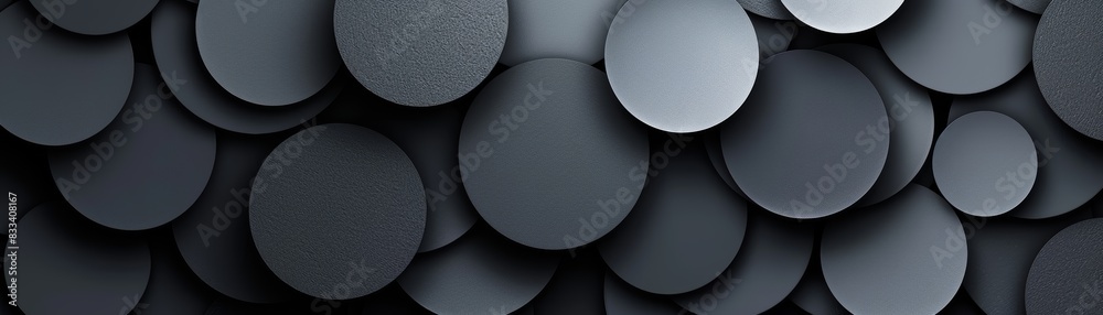 Abstract black circular shapes layered in a seamless pattern, creating ...