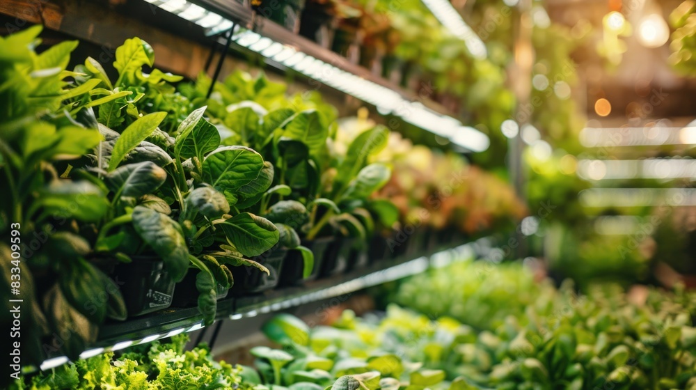 Mass production of green vegetables in a controlled environment on a ...