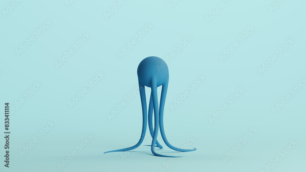 Blue alien long tentacles round sci fi creature science fiction pale ...