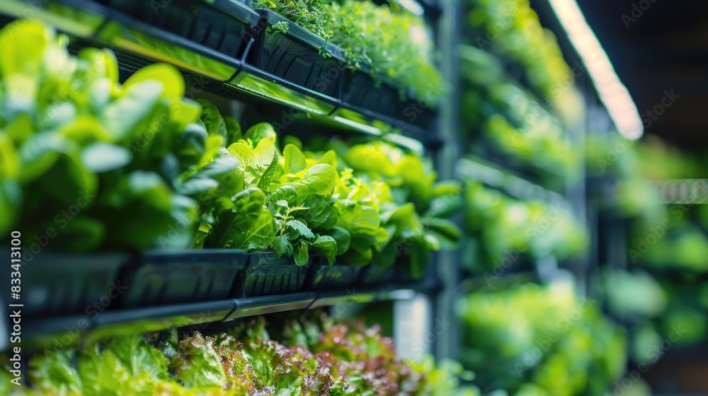 Mass production of green vegetables in a controlled environment on a ...