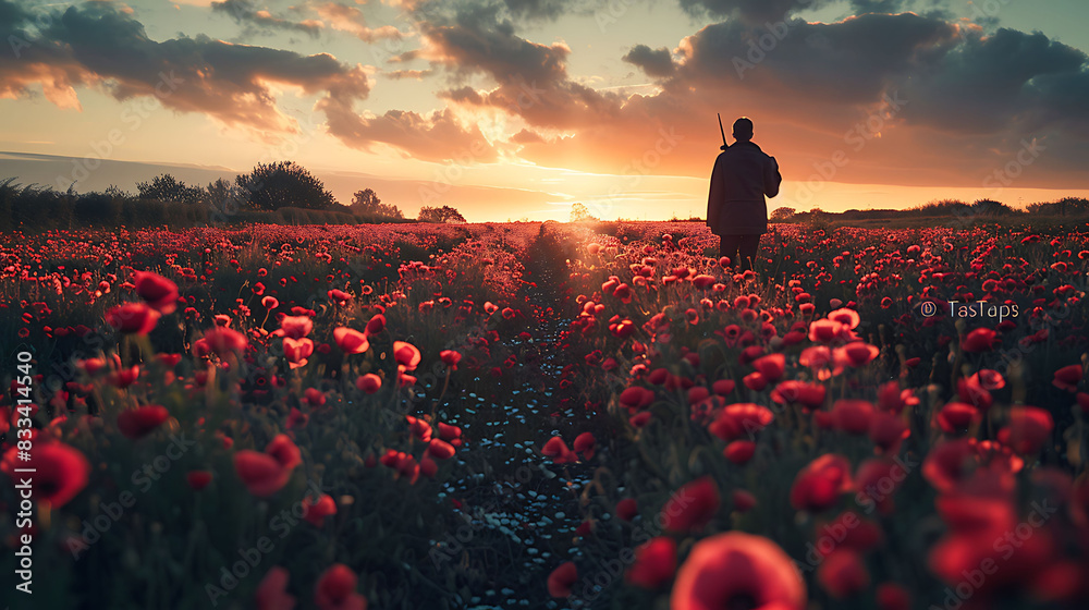 bugler playing Taps field of poppy captured evocative twilight ...