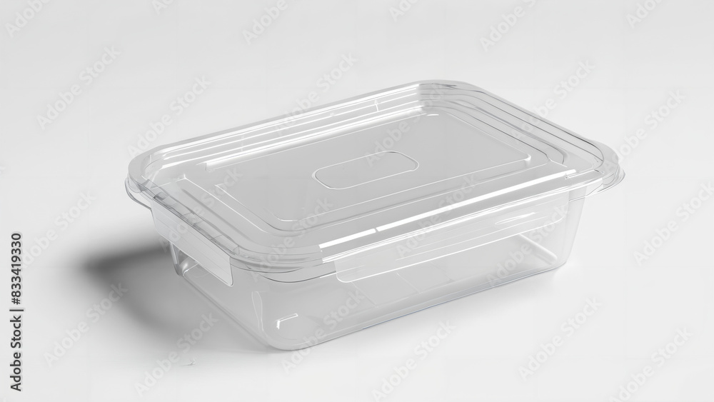 Transparent plastic food container mockup isolated on white background ...