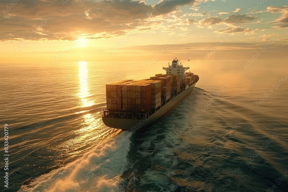 Navigating the Global Market: A Container Ship Glides Across the ...