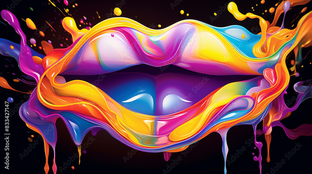Detailed anatomical illustration of captivating lips with vibrant ...