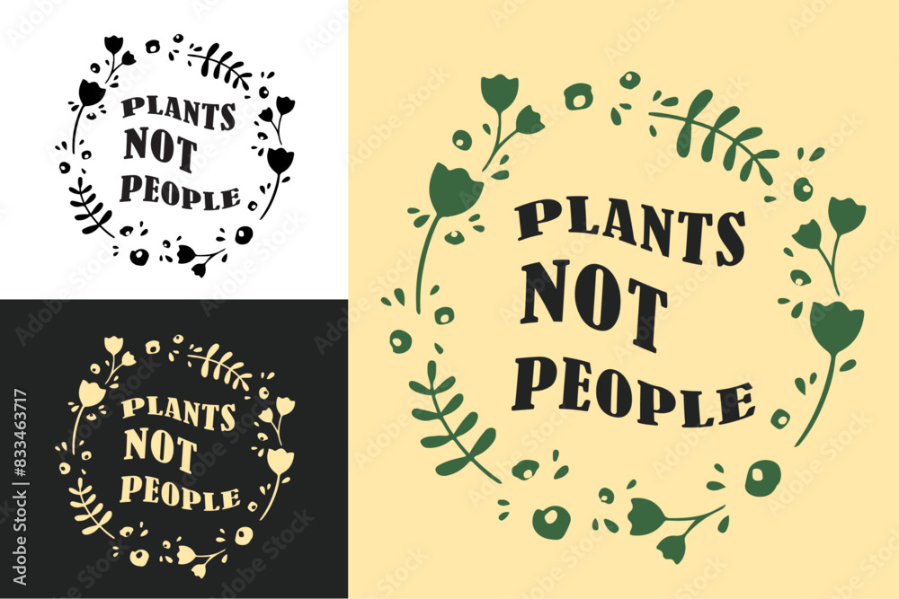 Plants not people lettering badge logo gardening workshop. Plants squad ...