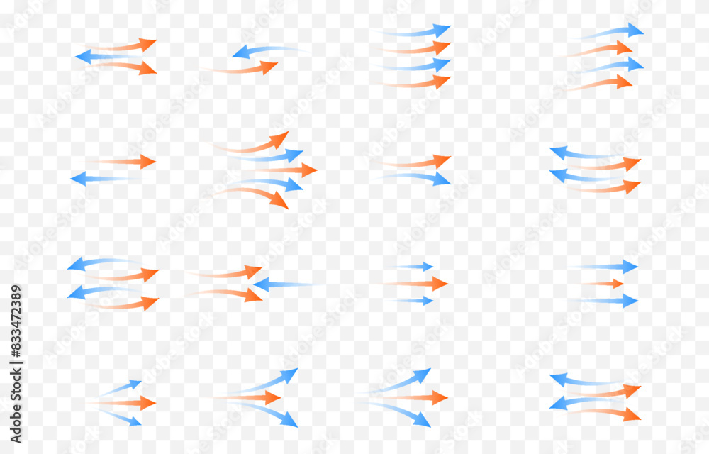 Vector set of arrows png. Heat and cold arrows png. Heat and cold flow ...