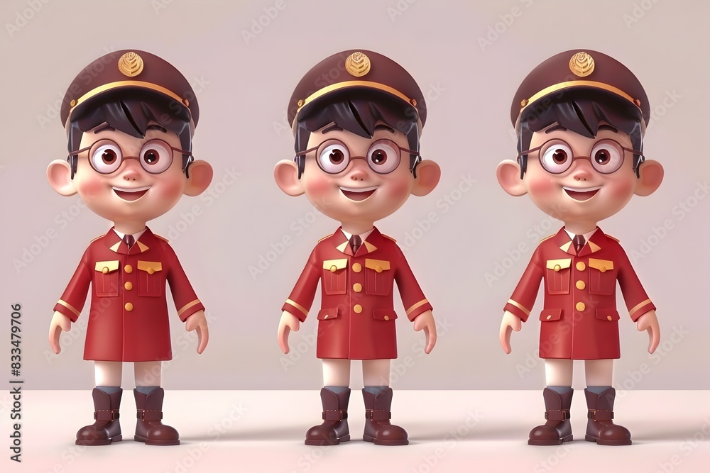 Cheerful 3D Cartoon Boy in Animator s Uniform Expressing Excitement and ...