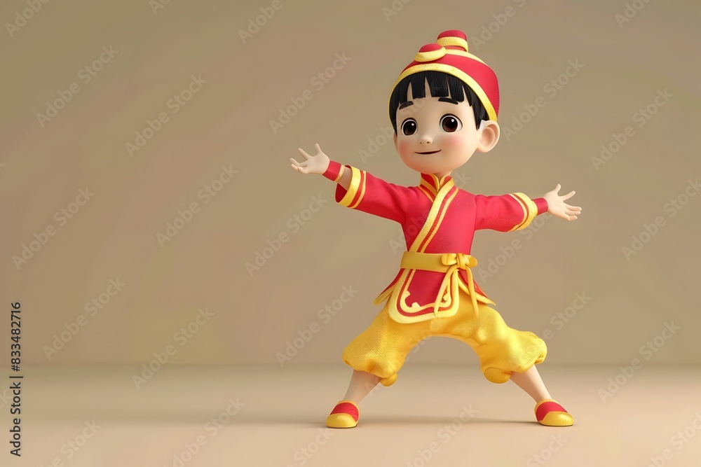 Joyful Cartoon Character in Acrobat Uniform Expressing Pride and ...