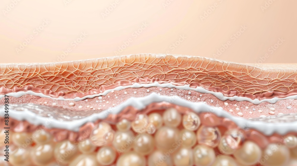Microscopic View of Human Skin Layers with Collagen, Elastin, and Fat ...