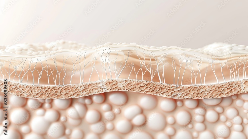 3D Illustration of Skin Layers with Epidermis, Dermis, and Subcutaneous ...