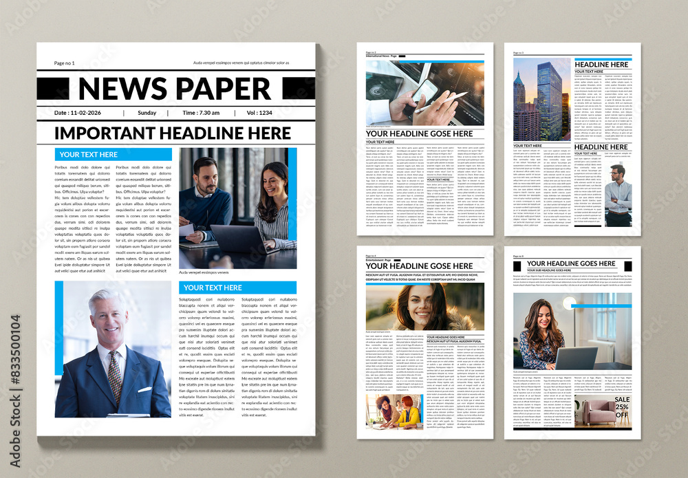 Newspaper Template Layout Stock Template | Adobe Stock