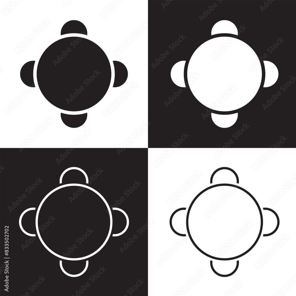 Table Seating Arrangement Icons for an Event - Clipart Outline ...