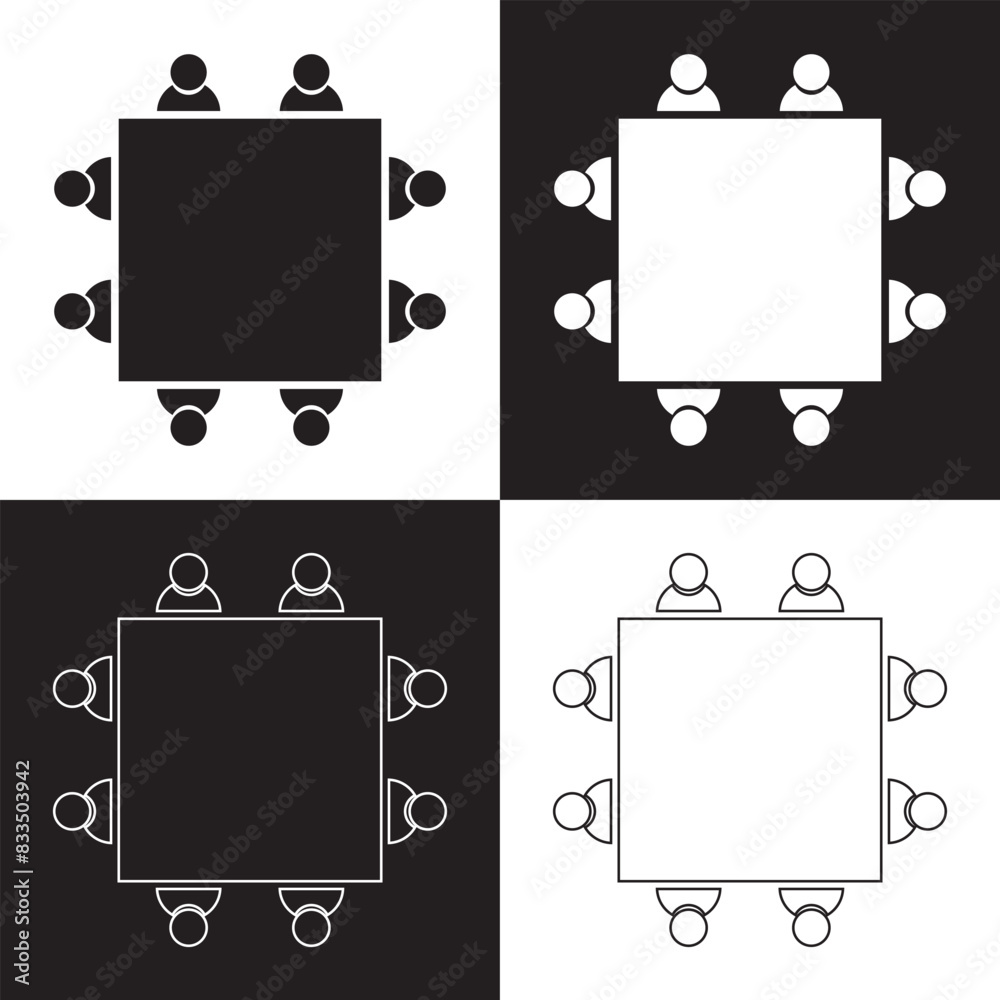 Table Seating Arrangement Icons for an Event - Clipart Outline ...
