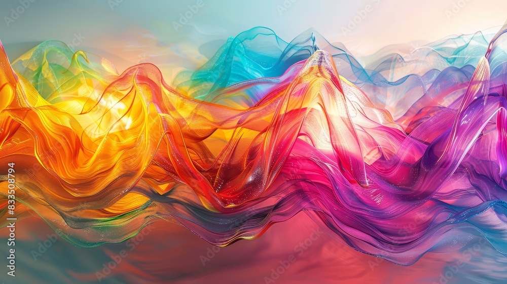 Healing journeys in cancer treatment visualized through a colorful wave ...