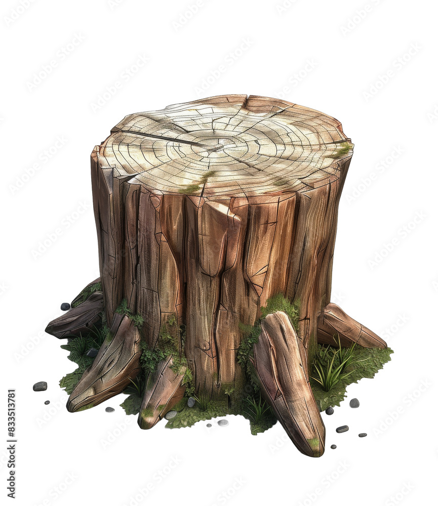 [Transparent Background PNG]tree stump with moss and rocks Stock Photo ...