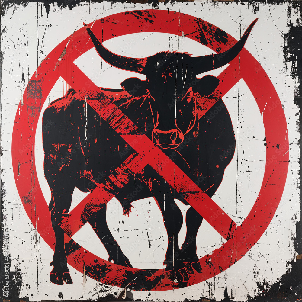 No bullshit sign. Vintage retro symbol with a crossed-out bull Stock ...