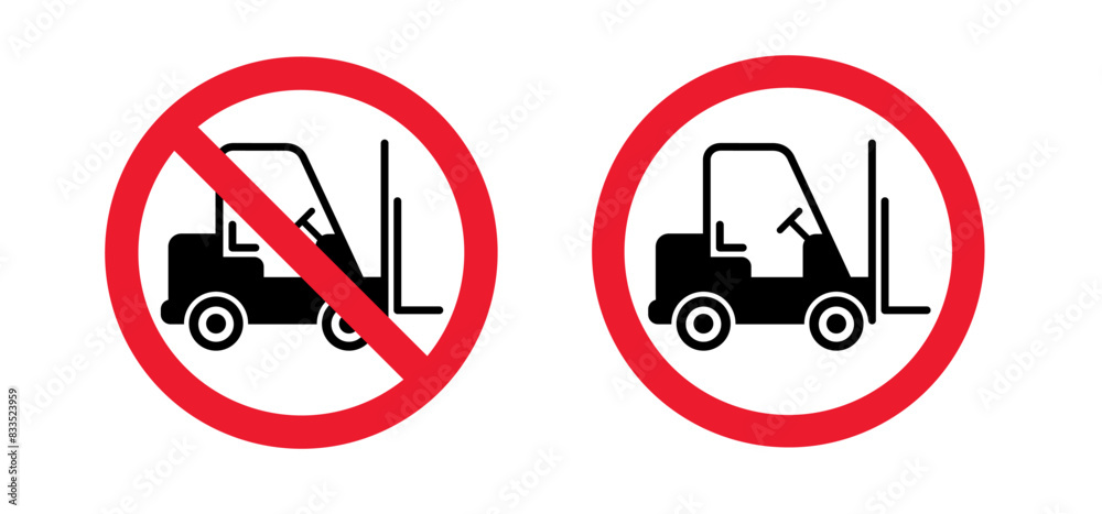 Stop, no entry for fork truck or forklift icon. Forbid, forklift truck ...