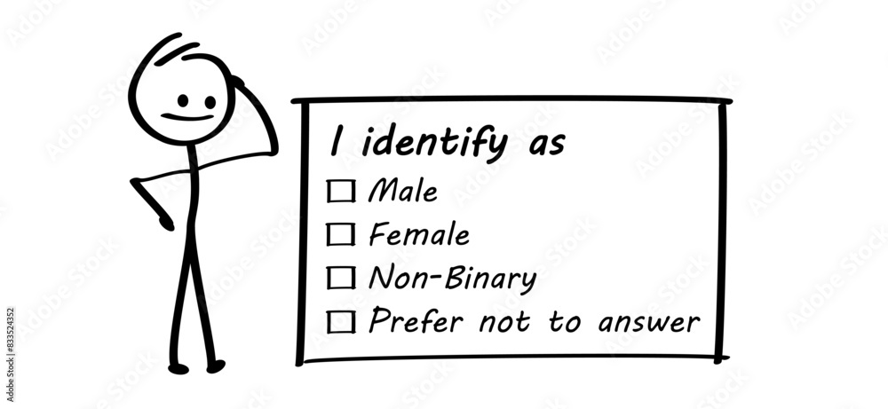 Check box, fill in gender list: male, female, non-binary or transgender ...