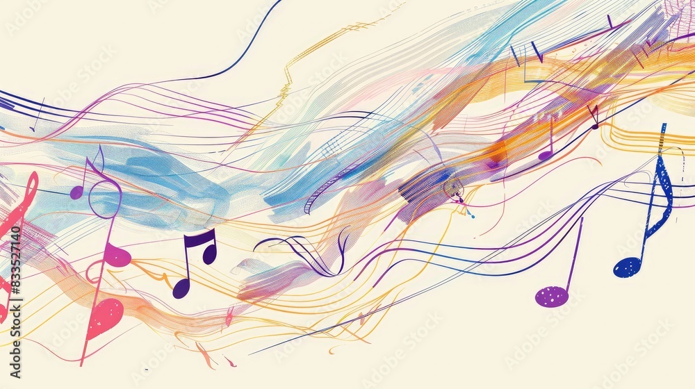 Continuous music line art note vector sketch illustration. Abstract ...